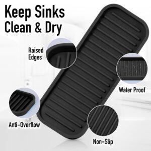 Zulay (9x3.5) Silicone Sponge Holder for Kitchen Sink - Flexible Multipurpose Kitchen Soap Tray Sponge Holder - Sink Organizer Tray for Kitchen, Bathroom, Makeup, Trinkets & More (Black)