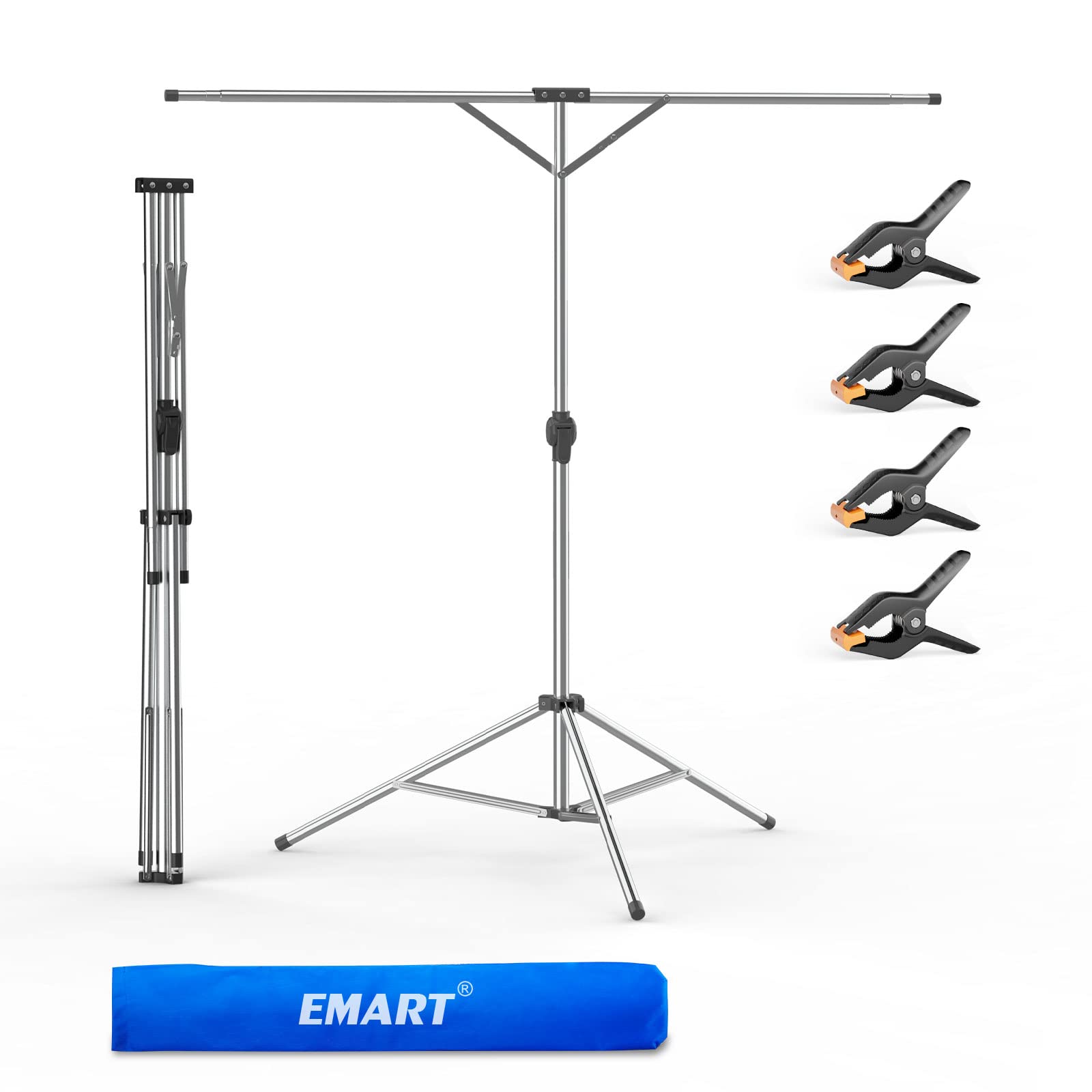 Emart T-Shape Backdrop Stand, 3x6.5ft Adjustable Green Screen Photo Background Holder, Portable Small Back Drop Support Kit for Photography, Photoshoot, Parties, Zoom