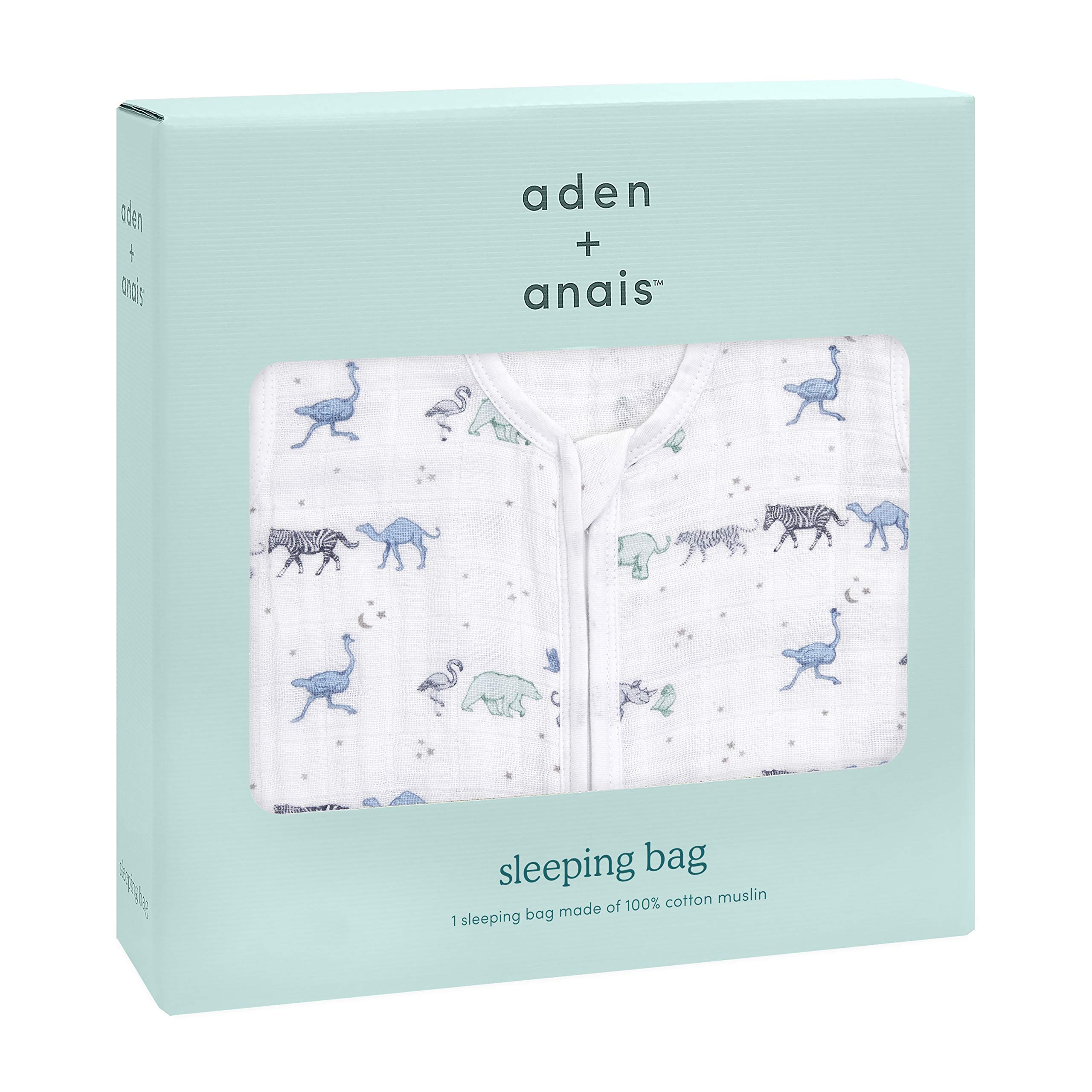 aden + anais Baby Sleeping Bag, 100% Cotton Muslin, Wearable Swaddle Blanket for Girls & Boys, Newborn Sleep Sack, Breathable & Lightweight, TOG Rating 1.0, Rising Star, Large, 12-18 Months