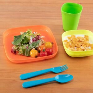 Your Zone Plastic Dinnerware Set of 4-24 Piece Kids Dinnerware Set Includes, Kids Cups, Kids Plates, Kids Bowls, Flatware Set, Kids Dishes Set are Reusable, Microwave - Dishwasher Safe, BPA Free Boy