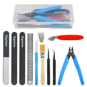 bigstone 16 pcs gundam model tools kit hobby building tools set for cars, airplanes, buildings, gundam, robots models building repairing and fixing ext.