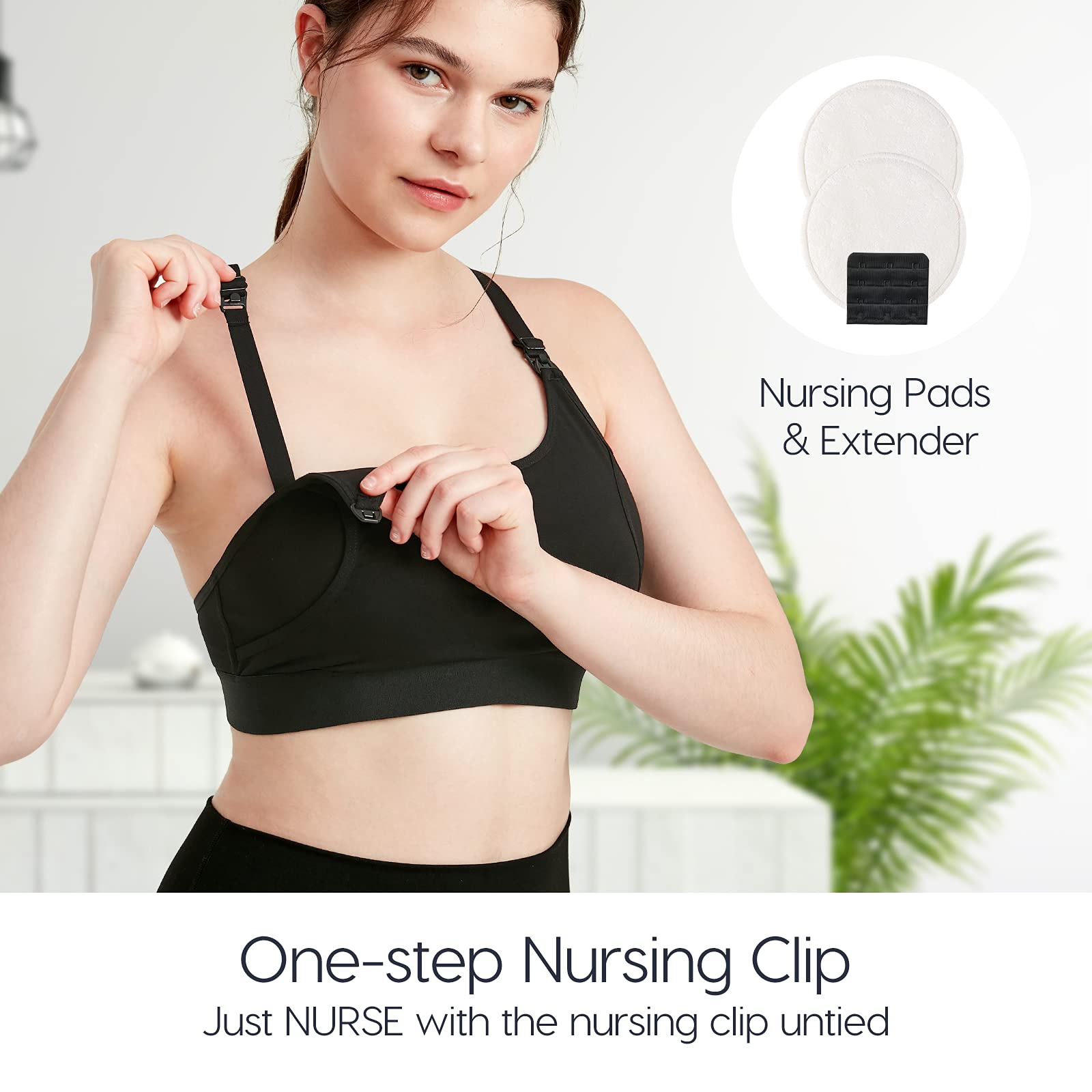 Lupantte Hands Free Pumping Bra, Breast Pump Bra, Adjustable Breastfeeding Nursing Bra for Holding Breast Pumps Like Spectra, Lansinoh, Philips Avent, Ameda, Bellababy,etc. (Medium, Black)