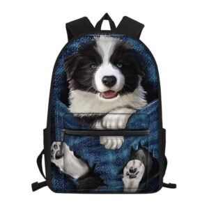 salabomia border collie backpack school accessories backpack border collie bookbag camp daypack rucksack