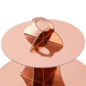 2 Set Rose Gold 3-Tier Round Cardboard Cupcake Stand for 24 Cupcakes Perfect for Women Girls Birthday Bridal Shower Rose Gold Party Supplies