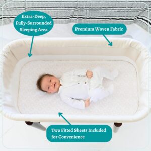 TruBliss Phoenix Baby Sova Bassinet - Portable Bassinet, Mid-Century Design, Extra Deep Walls for Safety, Includes 2 Fitted Sheets and Padded Mattress - Perfect for Newborns and Babies