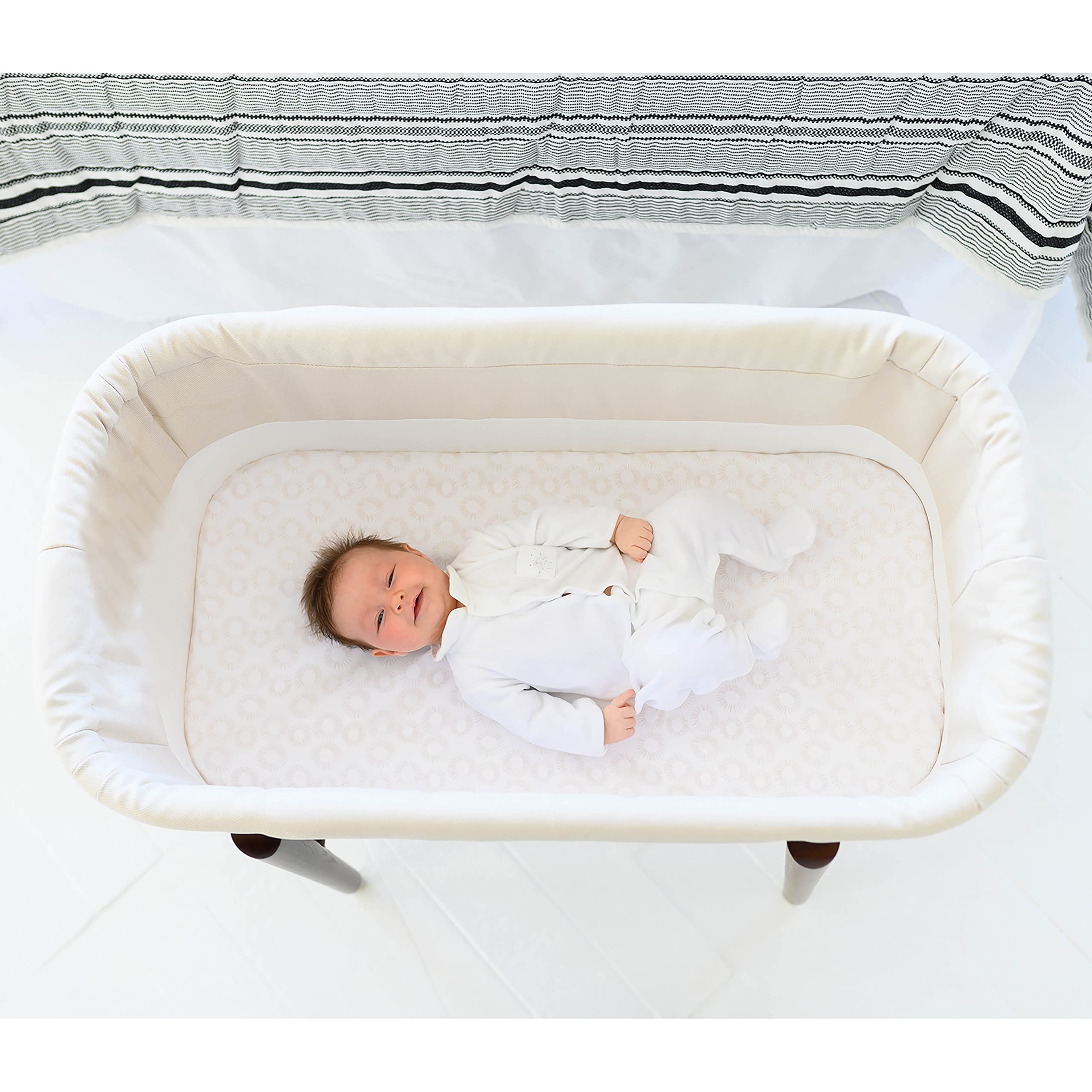 TruBliss Phoenix Baby Sova Bassinet - Portable Bassinet, Mid-Century Design, Extra Deep Walls for Safety, Includes 2 Fitted Sheets and Padded Mattress - Perfect for Newborns and Babies