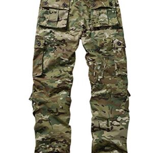 AKARMY Men's Ripstop Wild Cargo Pants, Relaxed Fit Hiking Pants, Army Camo Combat Casual Work Pants with 8 Pockets(No Belt) 3355 CP Camo 34