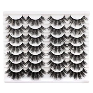 newcally lashes false eyelashes dramatic 20mm faux mink lashes pack 14 pairs wispy long thick fluffy strip eye lashes multipack