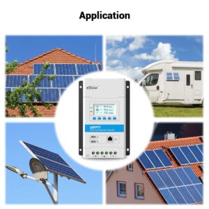 EPEVER 40A MPPT Solar Charge Controller Max. PV 150V Solar Panel Charge Regulator with LED&LCD Display Double USB Port and MT50 Remote Meter Temperature Sensor RTS & PC Communication Cable RS485