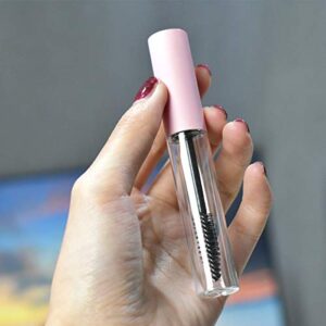 GTHER 10PCS 10ML Empty Mascara Tube Bottle with Eyelash Wand & Rubber Inserts & Funnels Set for Castor Oil/Eyelash Growth Oil, DIY Mascara Eyelash Cream Container with Cap, Matte Pink