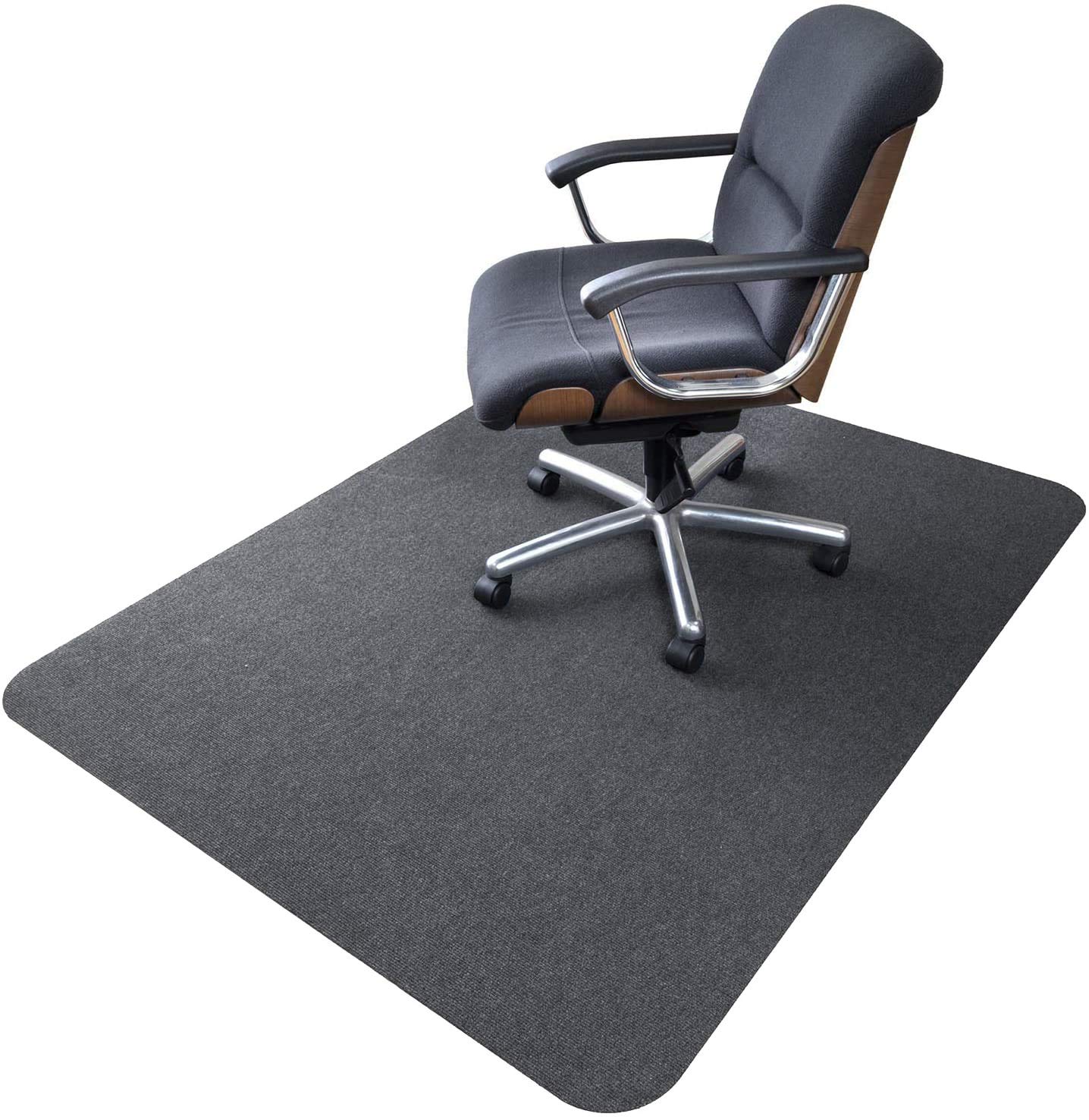 SALLOUS Chair Mat for Hard Floors, 63"x51" Large Office Chair Mat for Hard Surface, Chair Mat for Hardwood Floor, Multi-Purpose Low-Pile Desk Rug for Home, Rolled Packaging, Dark Grey