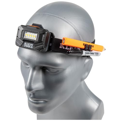 Klein Tools 56049 Rechargeable Headlamp / LED Lights, Adjustable Fabric Strap with Marker / Pencil Holder, 260 Lumens, for Work and Outdoors