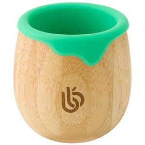 bamboo baby and toddler sippy cup - 5 oz eco-friendly dinky cup with cute silicone drip rim for teeth and gum protection - ideal toddler transition cup (green)