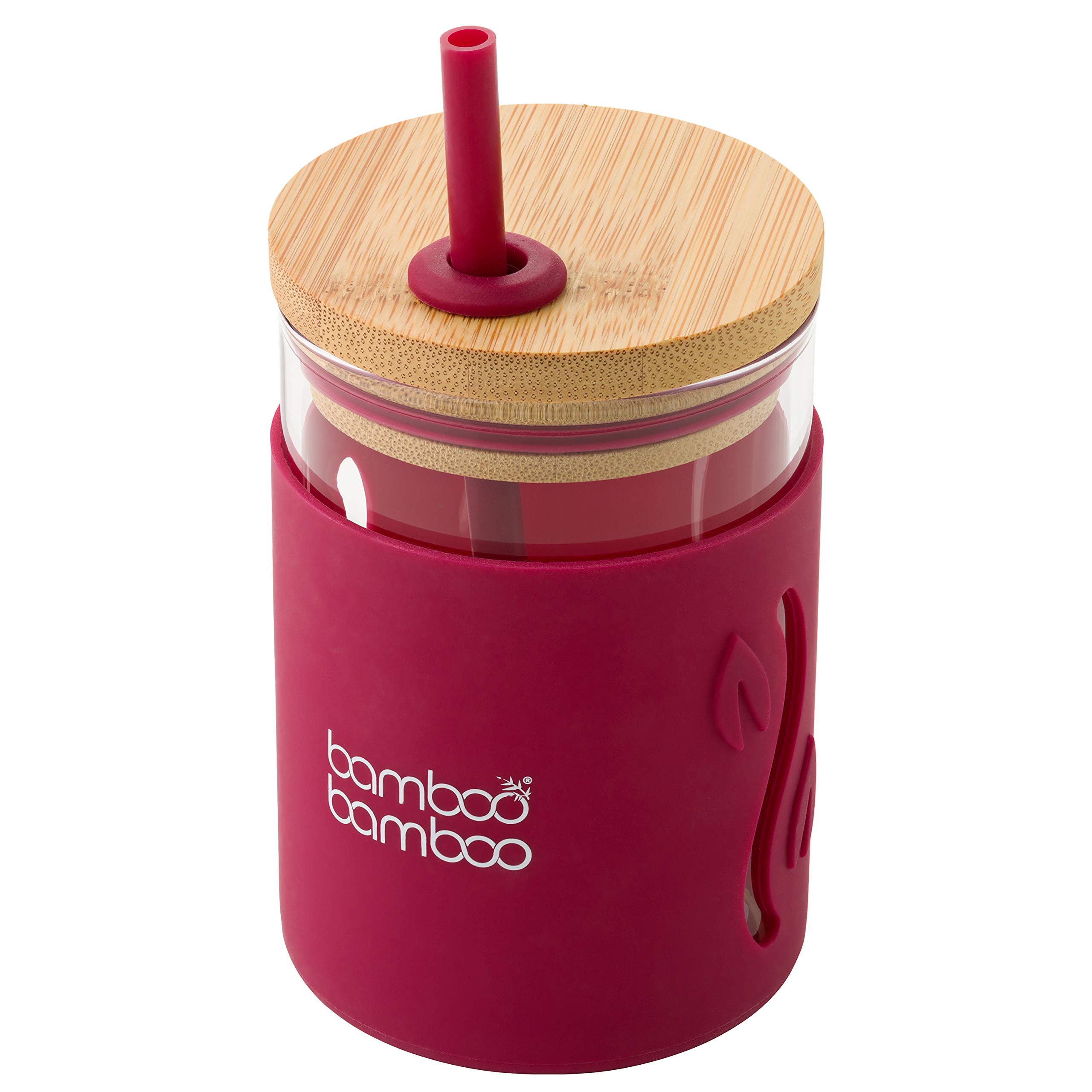 bamboo bamboo Toddler Sippy Cup with Straw and Lid, Transition Drinking Cup for Kids Holds 11.8 oz of Milk, Juice, Water or Smoothies – Glass Kids Cup with Impact-Resistant Silicone Sleeve and Straw