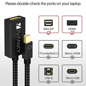 IVANKY 4K Active Mini DisplayPort to HDMI Adapter - 4K 60Hz [0.24m/0.65FT, Super Slim] Mini DP to HDMI Adapter for MacBook Air/Pro, Surface Pro/Dock/Book, Monitor, Projector