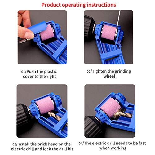 Drill Bit Sharpener Portable Diamond Drill Bit Sharpening Tool for Grinding Iron Drills Width Range 2-12.5mm（2 Pack)