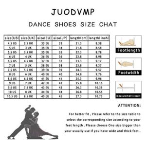 JUODVMP Women's Ballroom Practice Shoes Closed Toe Lace-up Latin Salsa Teaching Professional 2 inch Heel with Split Suede Sole Dance Shoes,6.5US