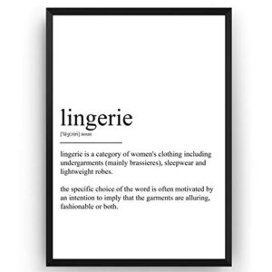 Lingerie Definition Print - Bedroom Decor Poster Wall Art Quote Typography Home - Frame Not Included