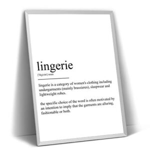 Lingerie Definition Print - Bedroom Decor Poster Wall Art Quote Typography Home - Frame Not Included