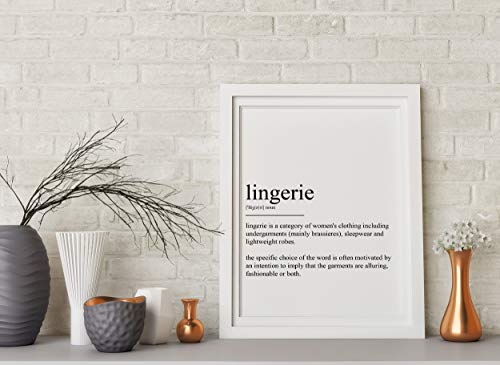 Lingerie Definition Print - Bedroom Decor Poster Wall Art Quote Typography Home - Frame Not Included