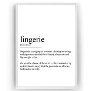 Lingerie Definition Print - Bedroom Decor Poster Wall Art Quote Typography Home - Frame Not Included