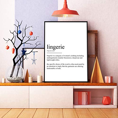 Lingerie Definition Print - Bedroom Decor Poster Wall Art Quote Typography Home - Frame Not Included