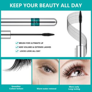 Tailpa 4D Silk Fiber Lash Mascara,2 in 1 Thrive Mascara For Natural Lengthening And Thickening Effect,no clumping Superstrong Waterproof Mascara for Long-Lasting,Beauty Charming Eye Make up. Black