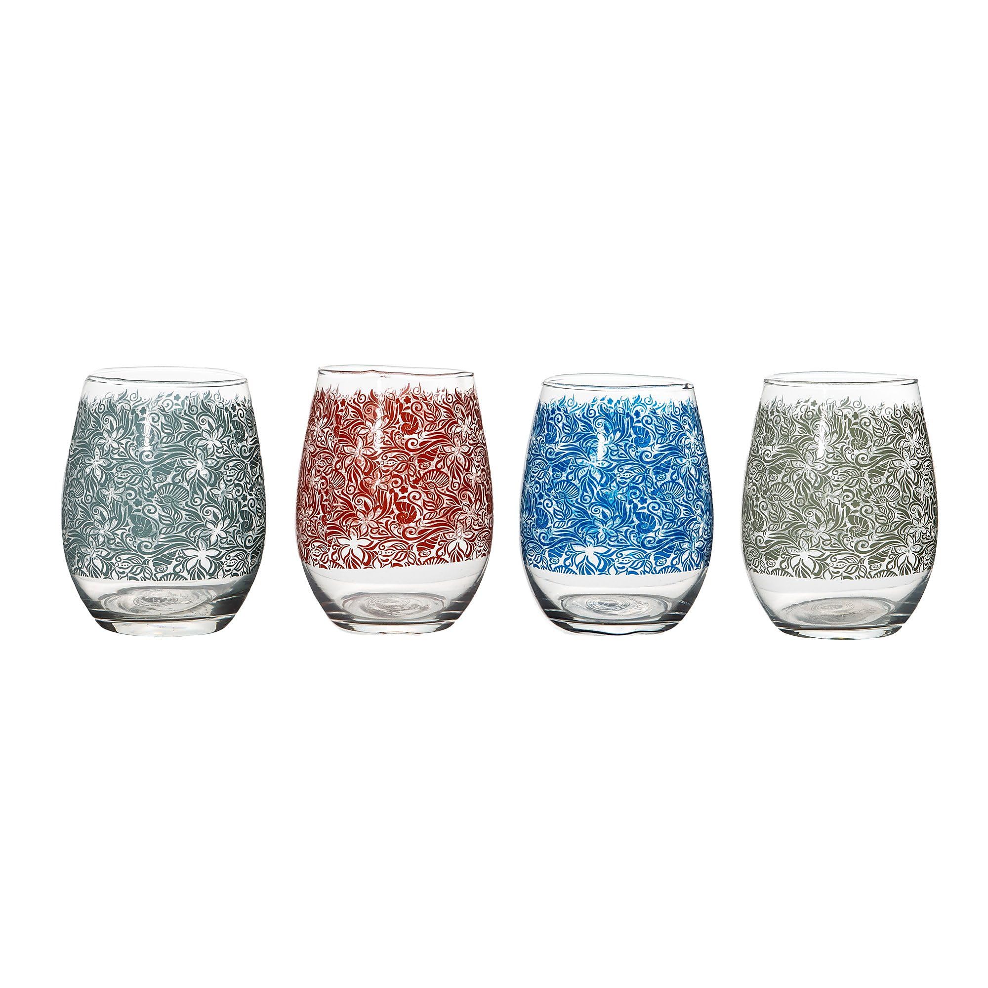 Home Essentials 5412 Stemless Wine Glass, Set of 4, 20 Ounce