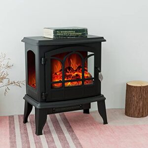 C-Hopetree 20 inch tall Portable Electric Wood Stove Fireplace with Flame Effect, Freestanding Indoor Space Heater