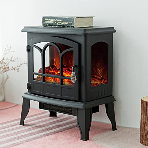 C-Hopetree 20 inch tall Portable Electric Wood Stove Fireplace with Flame Effect, Freestanding Indoor Space Heater