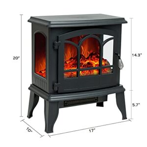 C-Hopetree 20 inch tall Portable Electric Wood Stove Fireplace with Flame Effect, Freestanding Indoor Space Heater