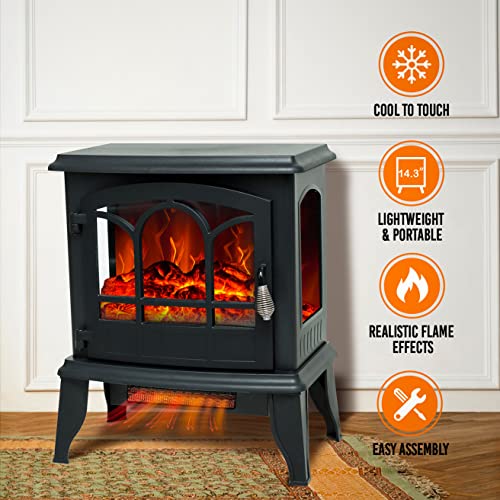 C-Hopetree 20 inch tall Portable Electric Wood Stove Fireplace with Flame Effect, Freestanding Indoor Space Heater