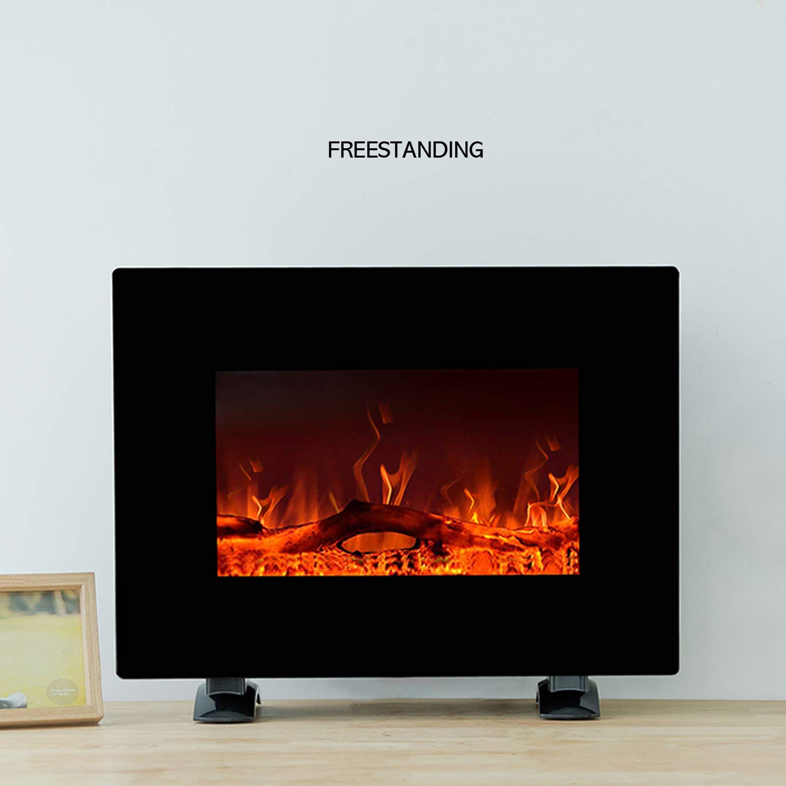 C-Hopetree 22 Inch Wide Electric Fireplace, Wall Mounted or Freestanding Portable Room Heater with Remote and Thermostat