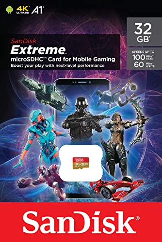 SanDisk 32GB Extreme for Mobile Gaming microSD UHS-I Card - C10, U3, V30, 4K, A1, Micro SD - SDSQXAF-032G-GN6GN