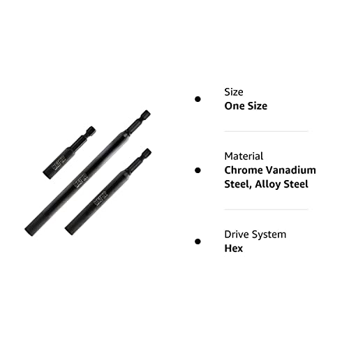 NEIKO 11403A Magnetic Bit Holder Set | 3 Pieces - 2-3/8, 4, and 6| Premium Cr-V Steel | 1/4" Hex Shank Design