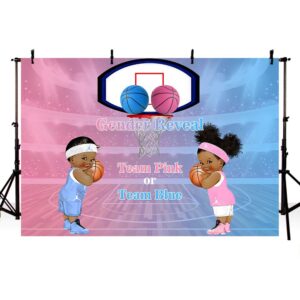 mehofond team pink or team blue gender reveal party photo background props baskeball baby shower boy or girl blue or pink decoration basketball court backdrops banner for dessert table 7x5ft