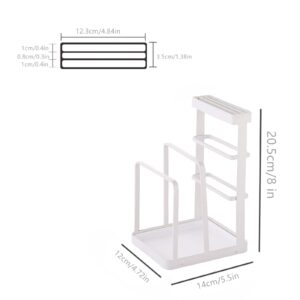 VANRA Metal Steel Cutting Board Holder Knife Block Kitchen Organizer Pantry Bakeware Rack Pan Pot Cover Lid Rack Stand with Draining Tray (White)