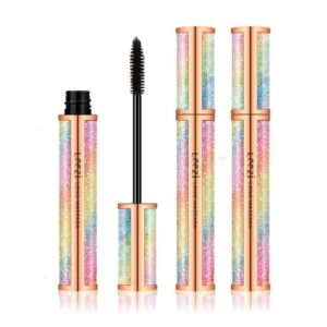 4d silk fiber eyelash mascara waterproof - thick long lasting smudge-proof natural 4d fiber mascara, curling lashes lengthening mascara, all day exquisitely, extra long 4d mascara black (pack of 2)