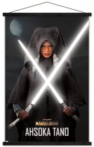 star wars the mandalorian season 2 - ahsoka lightsabers wall poster with magnetic frame