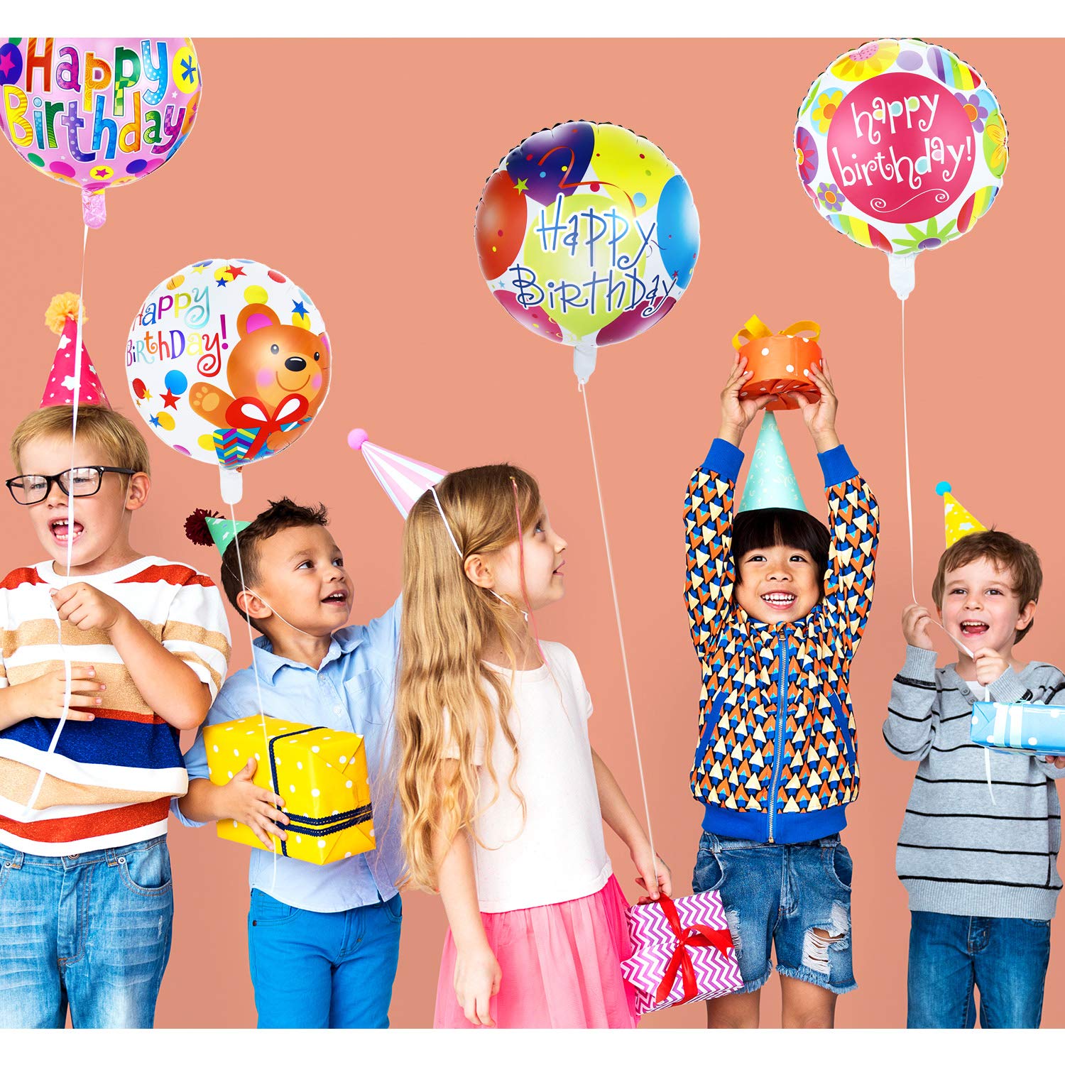 30 Pcs Happy Birthday Floating Balloons helium Foil Balloons Aluminum Foil Globe Balloons 18 Inches Party for Birthday Party Decoration, 10 Patterns