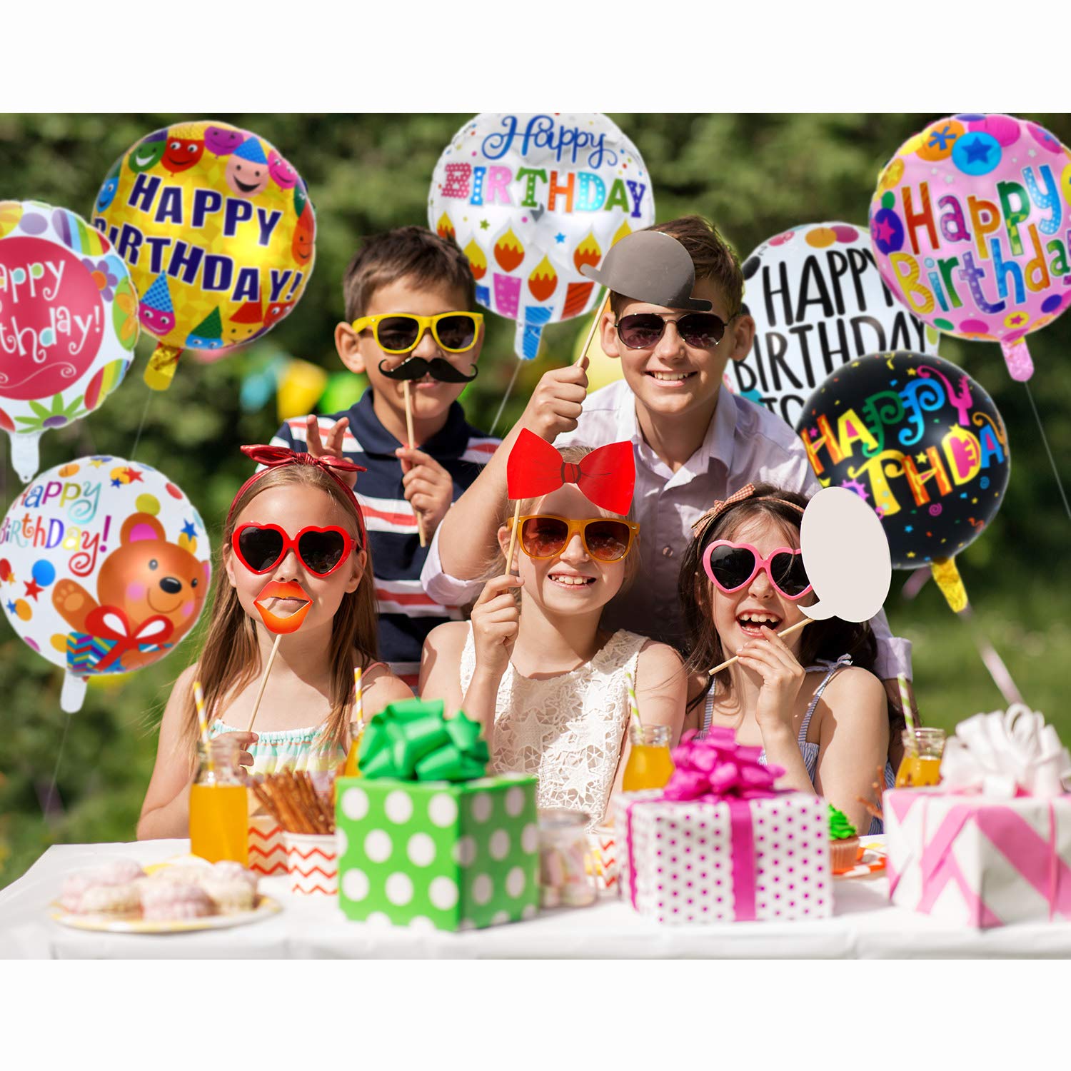 30 Pcs Happy Birthday Floating Balloons helium Foil Balloons Aluminum Foil Globe Balloons 18 Inches Party for Birthday Party Decoration, 10 Patterns