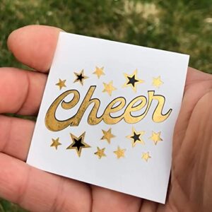 FashionTats Metallic Gold Cheer Temporary Tattoos | 36 Pack | Skin Safe | MADE IN THE USA | Removable