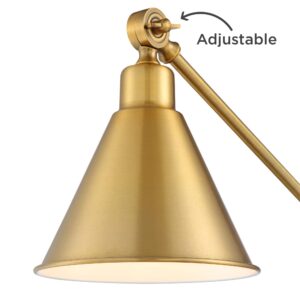 360 Lighting Wray Modern Desk Lamp 26 3/4" High with USB Charging Port Warm Brass Gold Metal Adjustable Arm Head for Bedroom Living Room House Bedside Nightstand Home Office Reading Family