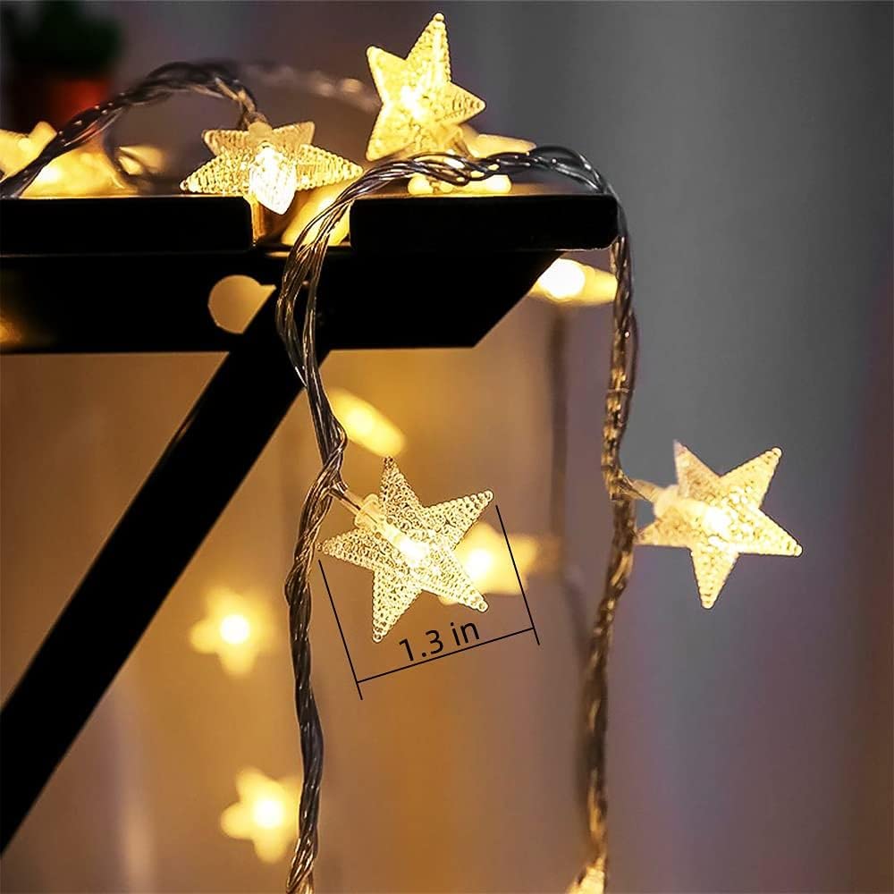 Minetom Star String Lights Plug in - 33 ft 100 LED Star Fairy String Lights with Remote and Timer, Waterproof for Bedroom Porch Wedding Party Patio Garden Tent Indoor Outdoor Décor, Warm White