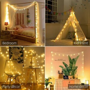 Minetom Star String Lights Plug in - 33 ft 100 LED Star Fairy String Lights with Remote and Timer, Waterproof for Bedroom Porch Wedding Party Patio Garden Tent Indoor Outdoor Décor, Warm White