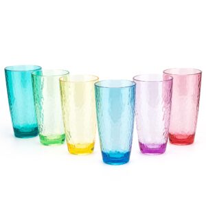 koxin-karlu hammered 26-ounce plastic tumbler acrylic glasses, set of 6 multicolor