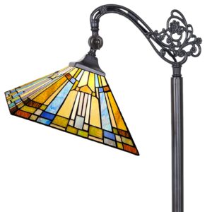 capulina tiffany floor lamp h62 tall antique mission style stained glass soft light arched gooseneck adjustable angle reading lamp for living room bedroom