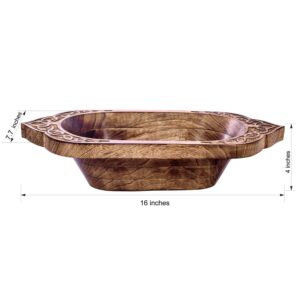 Divit Shilp Natural Wooden Tray, Serving Bowl for Salad, Veggies and Fruits, Large Deep Tray for Family, Party (Viking Bowl)