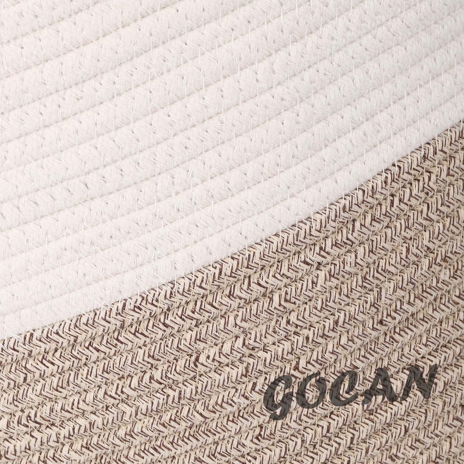 GOCAN Extra Large Laundry Basket toy storage 22"X22"X14" blanket basket Cotton Rope Woven Baskets with Handles for Living Room (Brown/Beige) XXXL