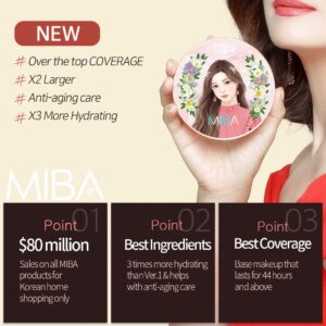 MIBA Ion Calcium Foundation Double Cushion RX 25 g / 0.88 oz Big Cushion SEASON2 Long Lasting Effect for Dewy Skin. Skin moisturizing. Skin tightening relief. Fine coverage. Smooth adhesion (No 23)